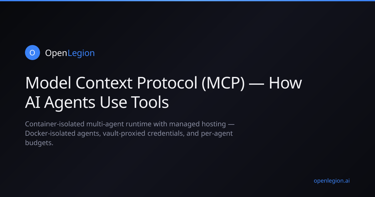 Model Context Protocol (MCP) — How AI Agents Use Tools | OpenLegion