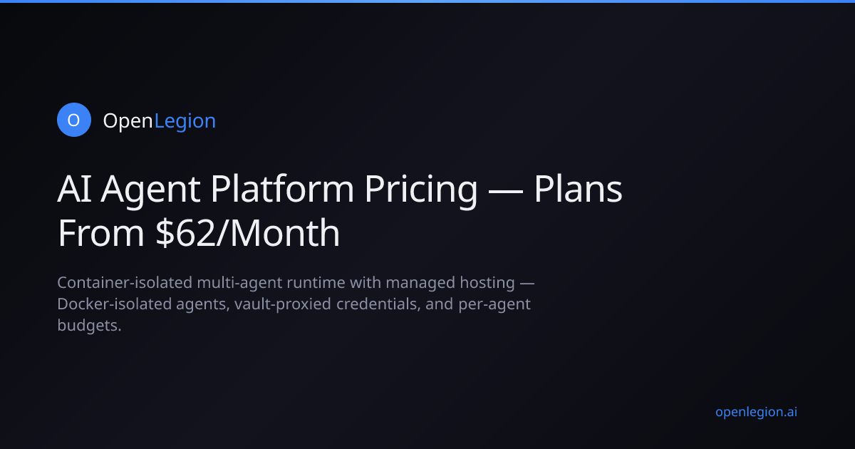 AI Agent Platform Pricing — Plans From $62/Month | OpenLegion